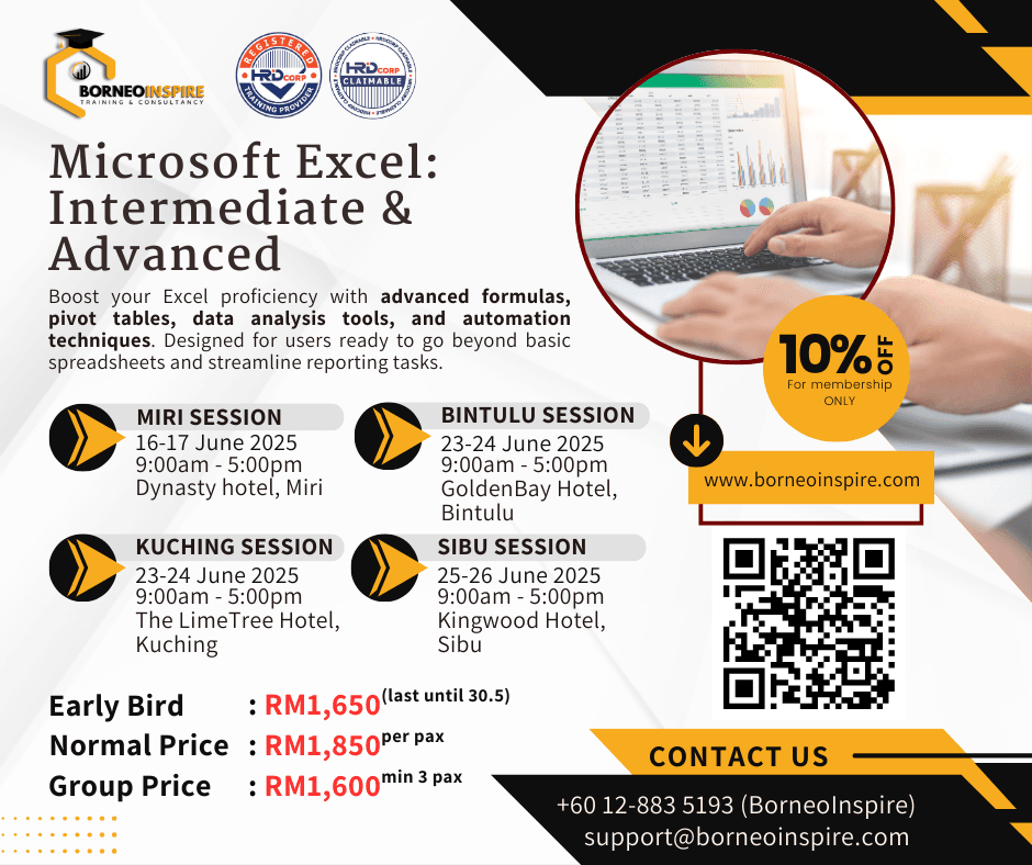 MICROSOFT EXCEL: INTERMEDIATE & ADVANCED (KCH)